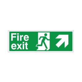 Fire Exit Sign, Up/Right Arrow, Rigid Plastic - Firesense | Fire ...