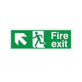 Fire Exit Sign, Up/Left Arrow, Rigid Plastic - Firesense | Fire ...
