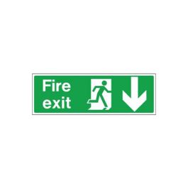 Fire Exit Sign, Down Arrow, Rigid Plastic - Firesense | Fire Detection ...