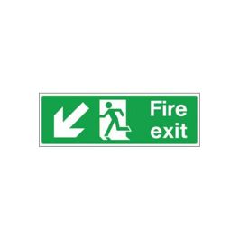 Fire Exit Sign, Down/Left Arrow, Rigid Plastic - Firesense | Fire ...