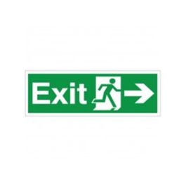 Photoluminescent Fire Exit Sign, Arrow Right, Rigid Plastic