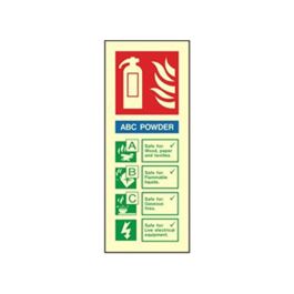 Photoluminescent ABC Powder Fire Extinguisher Sign, Rigid Plastic